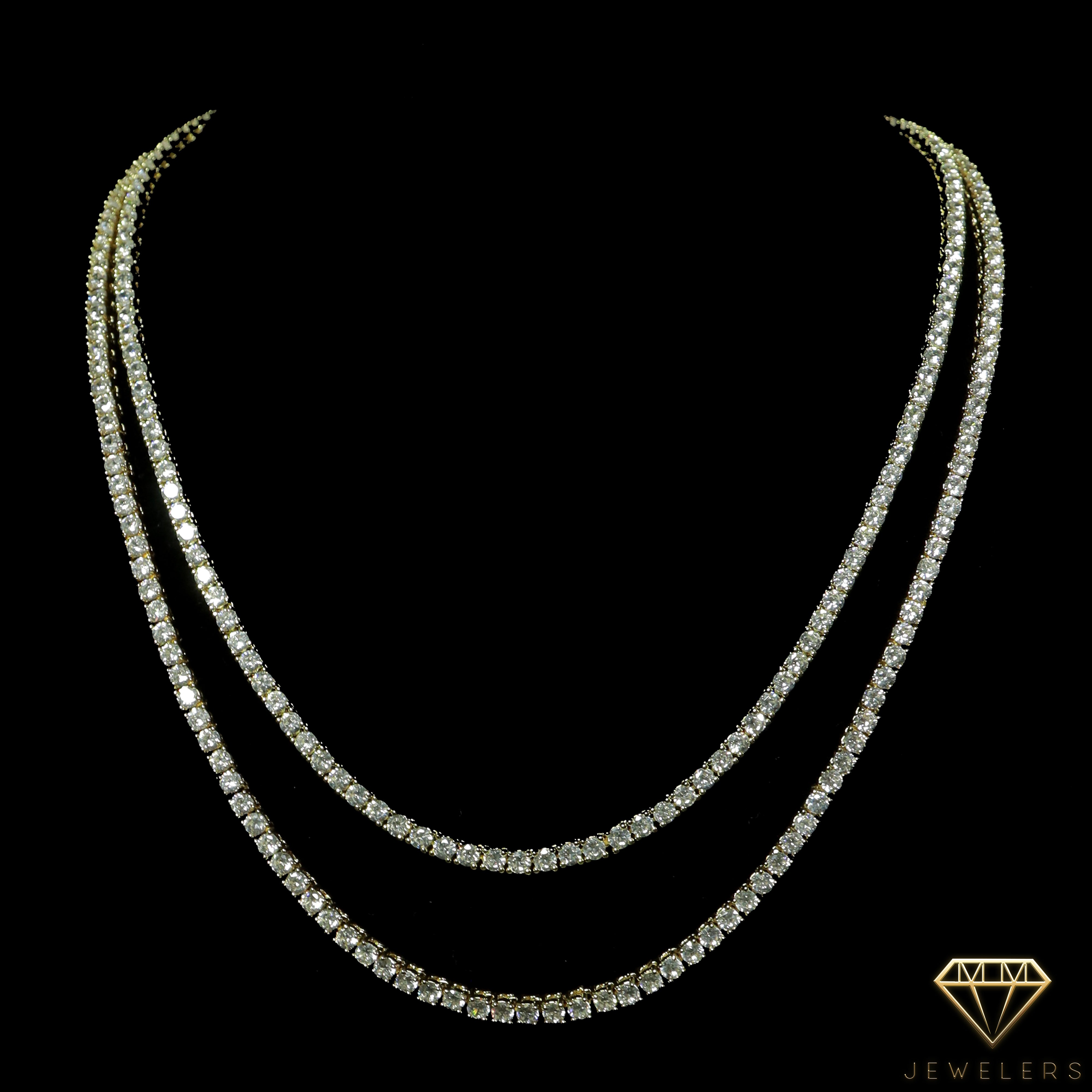 Dual 3mm Tennis Chain Bundle Yellow Gold – MMJ